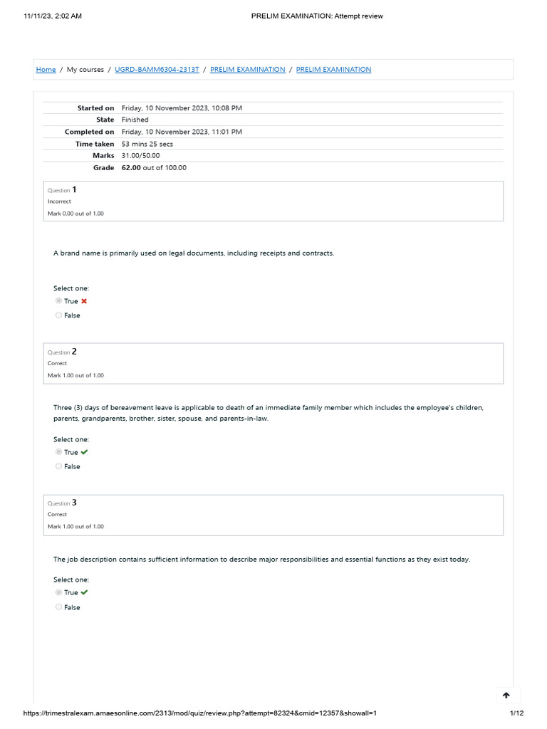 Prelim Examination - Attempt 62% FMG | PDF | Supply And Demand | Business