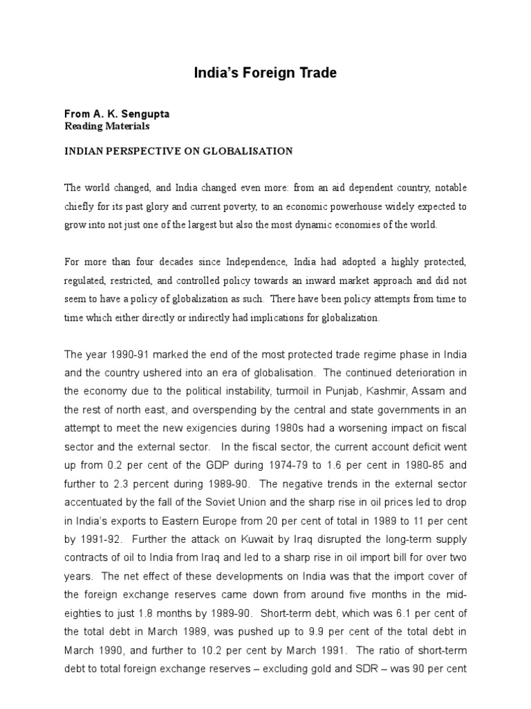 India S Foreign Trade | PDF | Foreign Exchange Reserves | Globalization