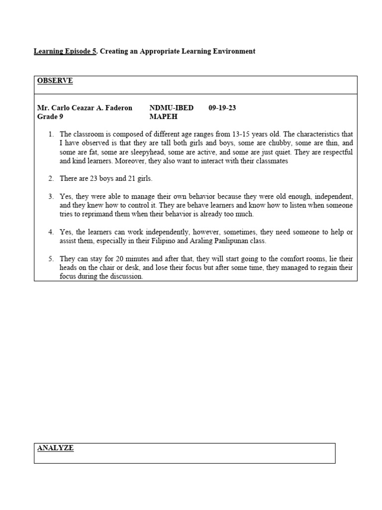 FS 1 Episode 5,6,7 (Lorimar) | PDF | Learning | Classroom Management