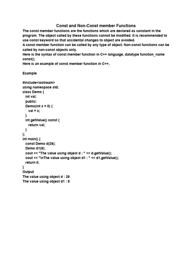 Encapsulation Const Non Const Function Pdf Object Computer Science Computer Engineering