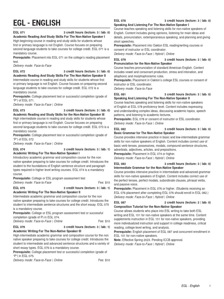 EGL - English | PDF | Reading Comprehension | English As A Second Or ...