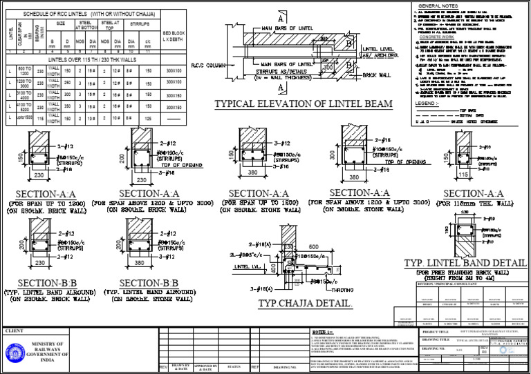 Typical Lintel Beam Details 061123 Pdf Building Engineering Architectural Elements