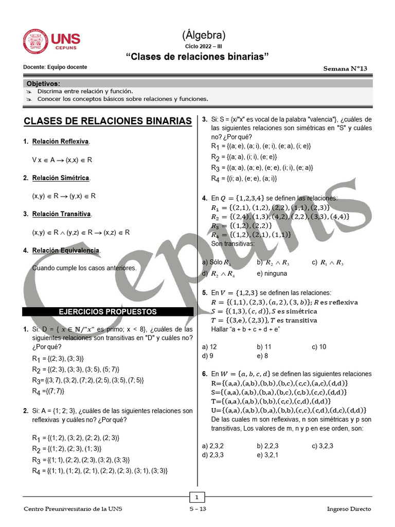 Algebra Sem 13 - 2022 Iii | PDF | Lógica | Matemáticas