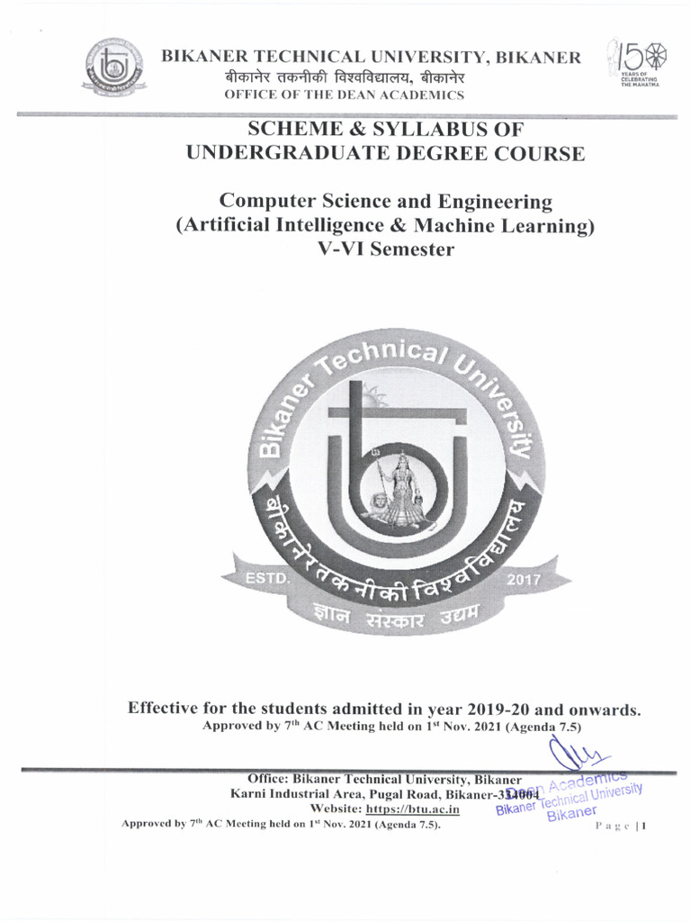 B.tech CSE (AI&ML) V & VI Sem Scheme&Syllabus-2 | PDF B.tech CSE (AI&ML) V & VI Sem Scheme&Syllabus-2 | PDF