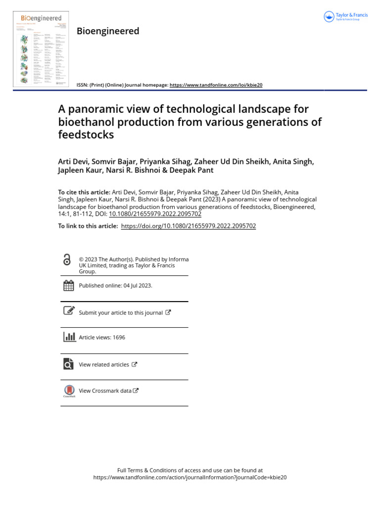 Bioethanol Production From Various Generations of Feedstocks | PDF ...