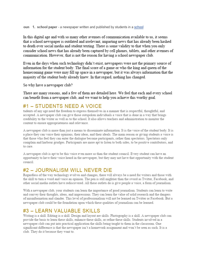 School Paper | PDF | Newspapers | Information