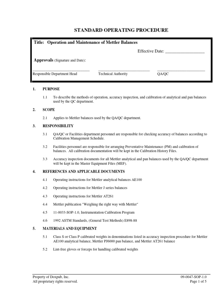 WB Sop | Download Free PDF | Calibration | Weighing Scale
