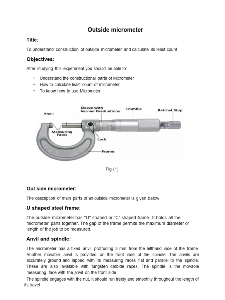 Outside Micro Meter | PDF | Screw | Tools