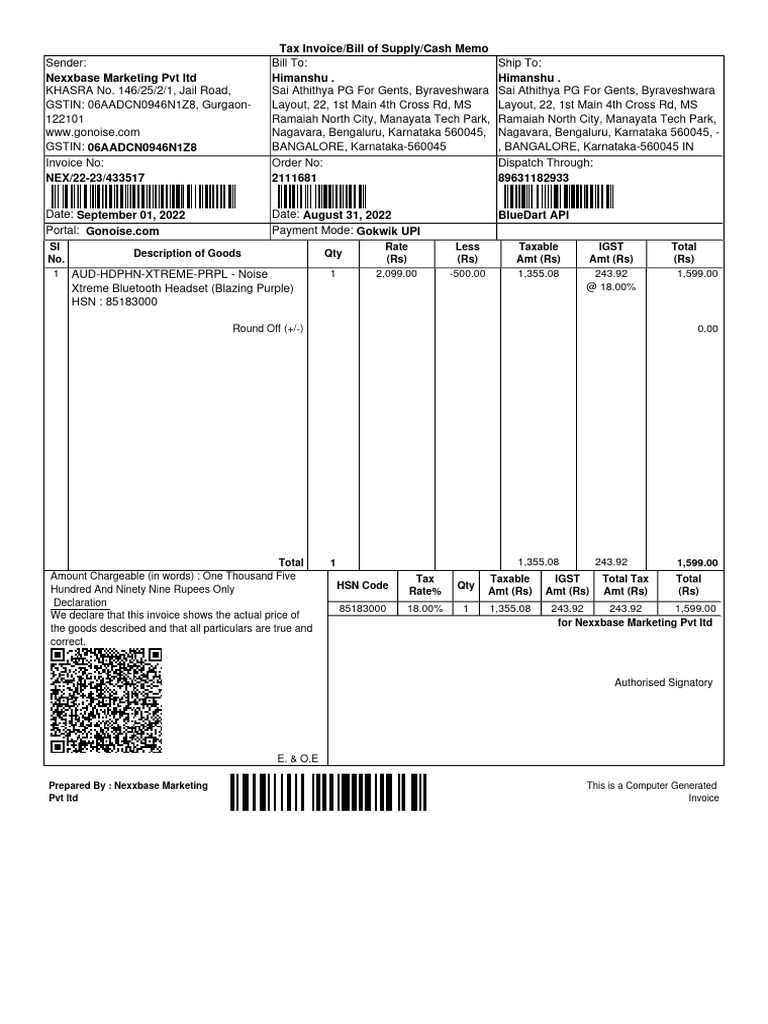 Xtreme Neckband Invoice | Download Free PDF | Market (Economics ...