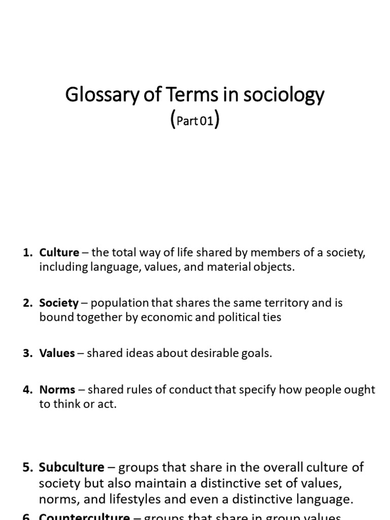 Sociology Glossary: Key Terms Defined | PDF | Social Science
