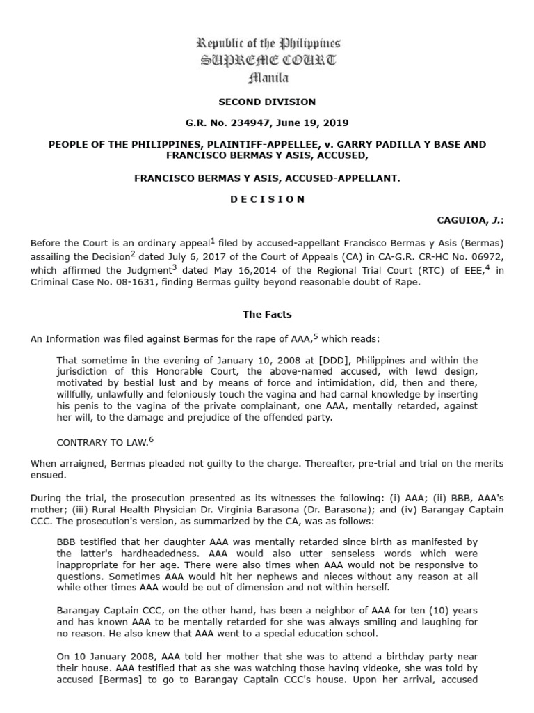 People vs. Padilla | PDF | Rape | Intellectual Disability