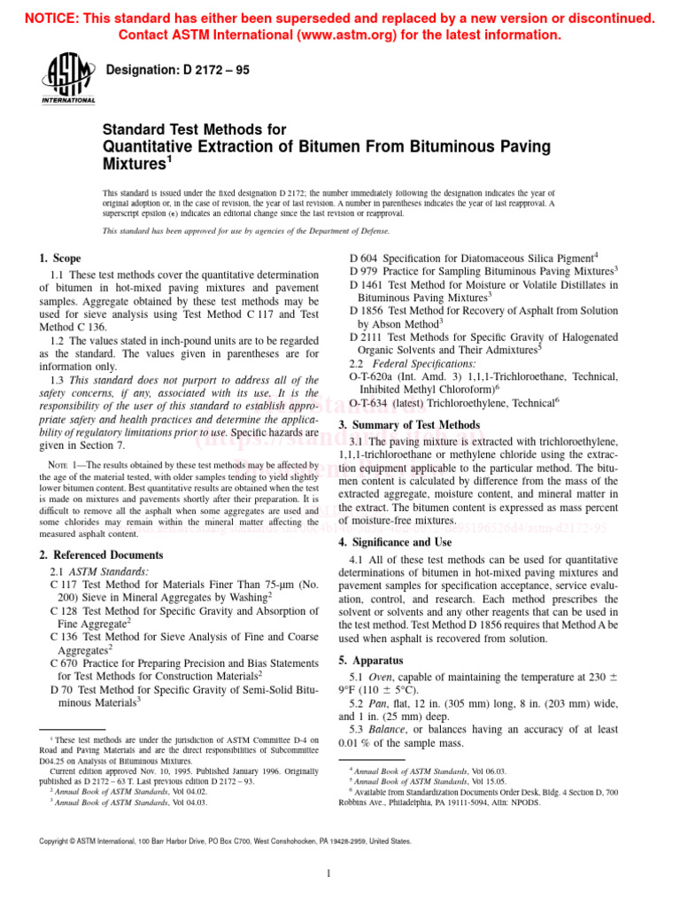 Astm D2172 95 | PDF | Mixture | Road Surface