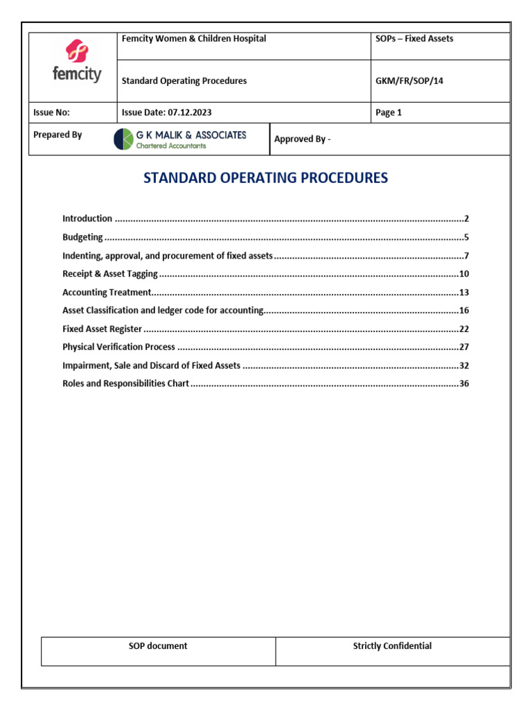 Fixed Assets SOP Version 1 | PDF | Depreciation | Cost