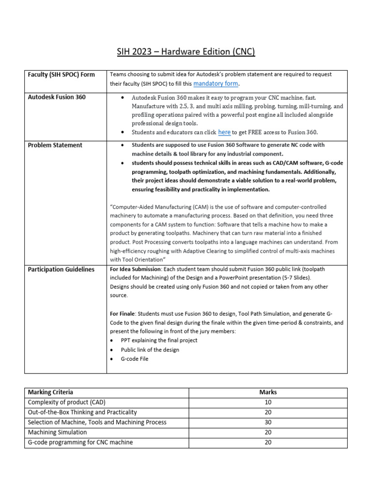 SIH 2023 CNC Hardware Project Guide | PDF | Numerical Control ...