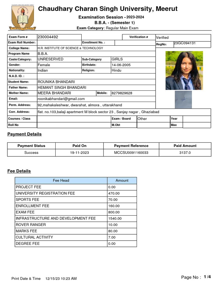 Student Exam Form | PDF | Qualifications | Vocational Education