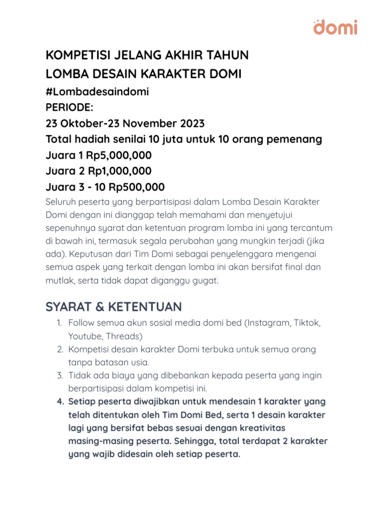 Syarat & Ketentuan Lomba Desain Domi | PDF