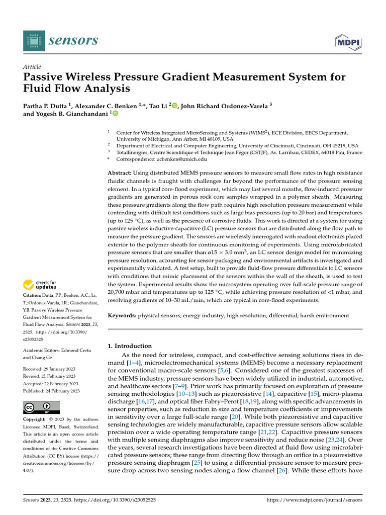 Passive Wireless Pressure Gradient Measurement Sys-2 | PDF | Sensor | Pressure