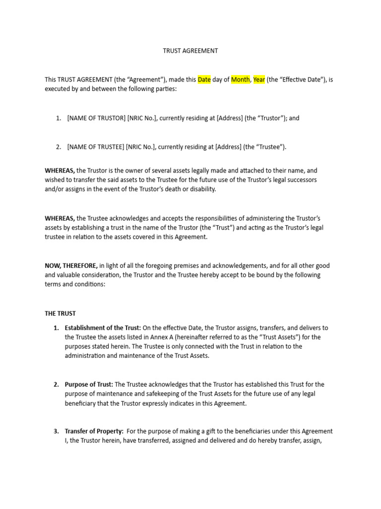 Trust Agreement | PDF | Trust Law | Trustee