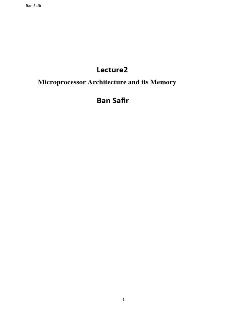 LECTURE2 - Miceroprocessor | PDF | Central Processing Unit | Input/Output