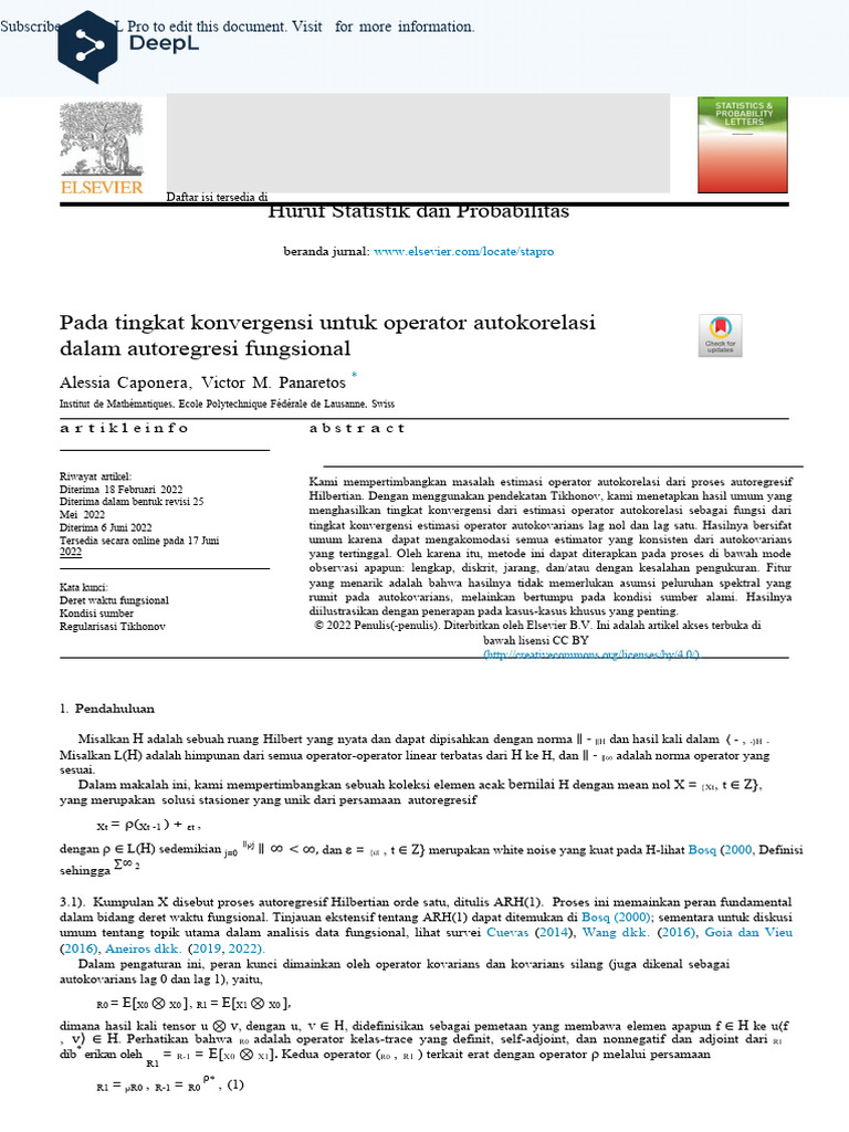 New 30. On-The-Rate-Of-Convergence-For-The-Autocorrelation-O - 2022 - Statistics - Proba Id | PDF