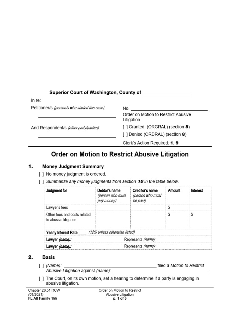 FL All Family 155 Order On Motion To Restrict Abusive Litigation - 2021 01 | PDF | Lawsuit ...