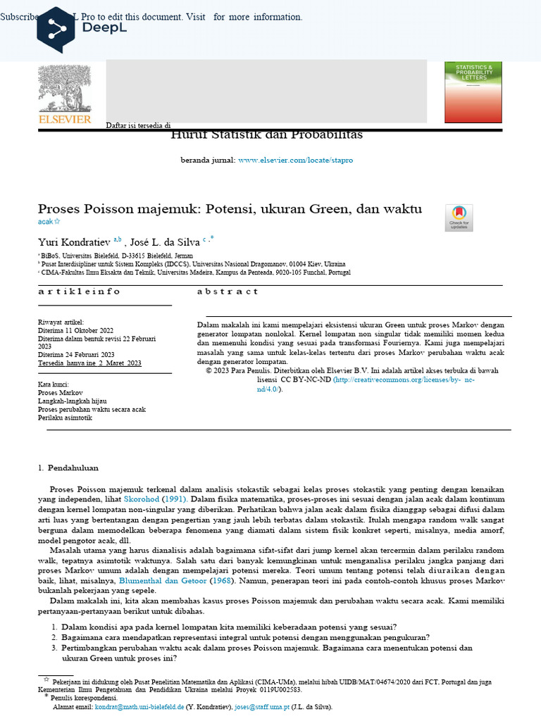 Proses Poisson Majemuk dan Ukuran Green | PDF