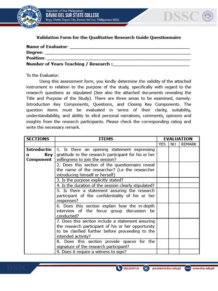 Qualitative Validation Sheet | PDF