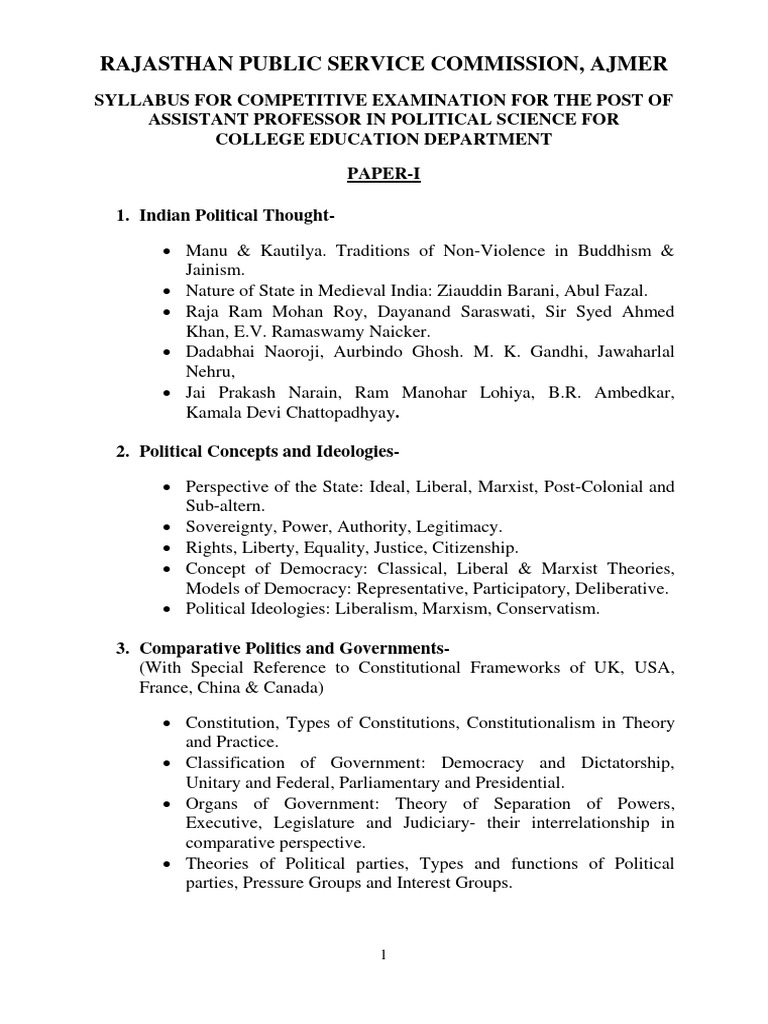 Political Science Exam Syllabus | PDF | Separation Of Powers ...