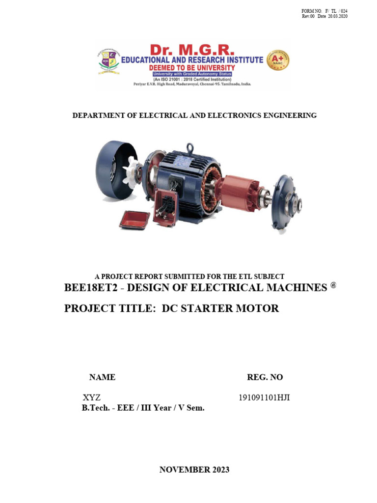 DC Starter Motor | PDF | Electric Motor | Inductor