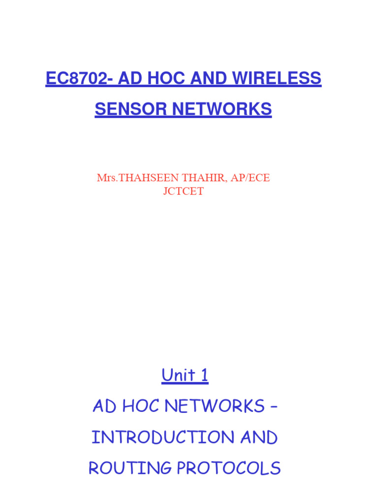 Unit 1 | PDF | Wireless Ad Hoc Network | Routing