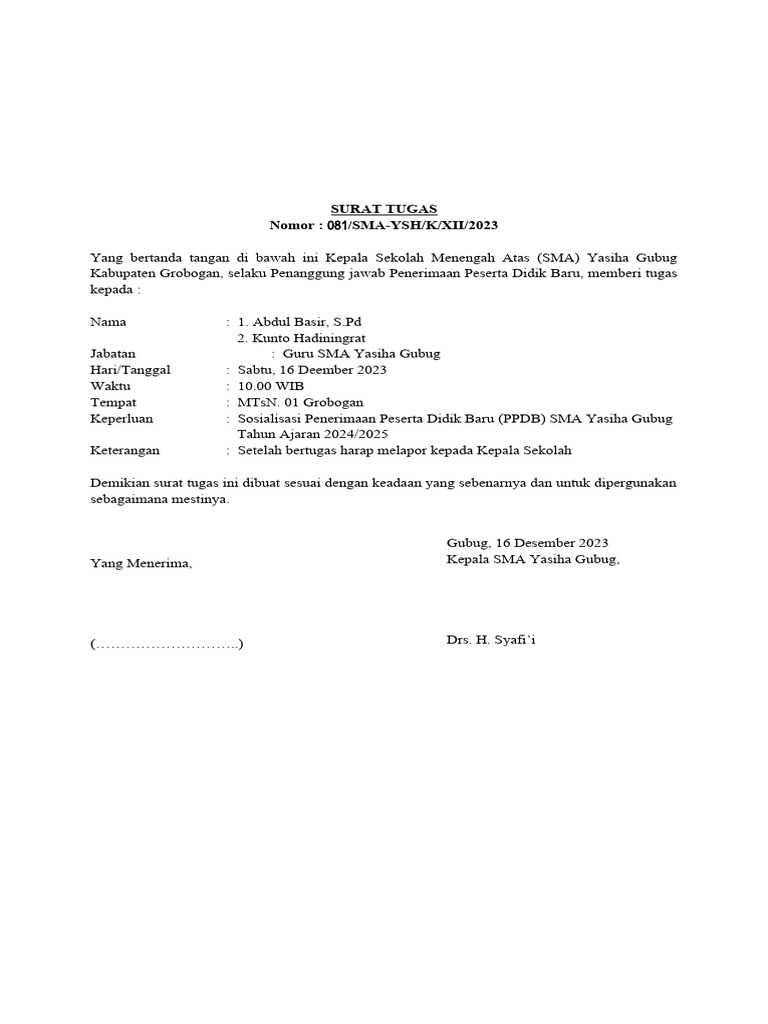 Surat Tugas PPD 2435 | PDF