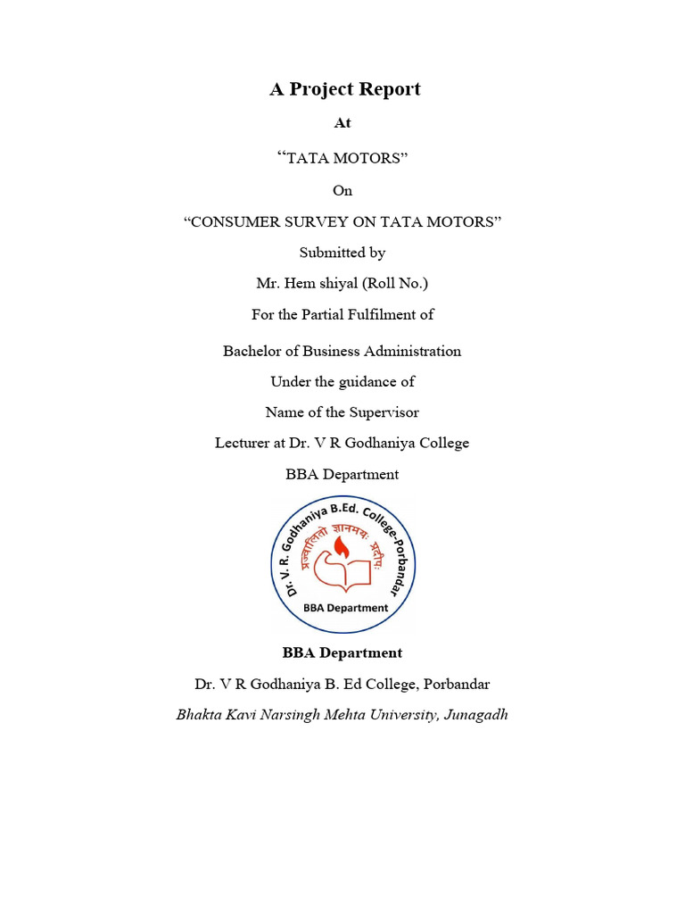 Hem Tata Motors Project | PDF | Vehicles | Motor Vehicle