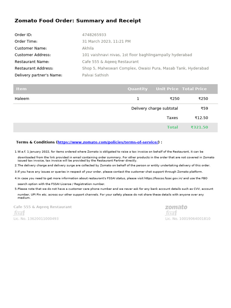 Order ID 4748265933 | PDF | Receipt | Service Industries