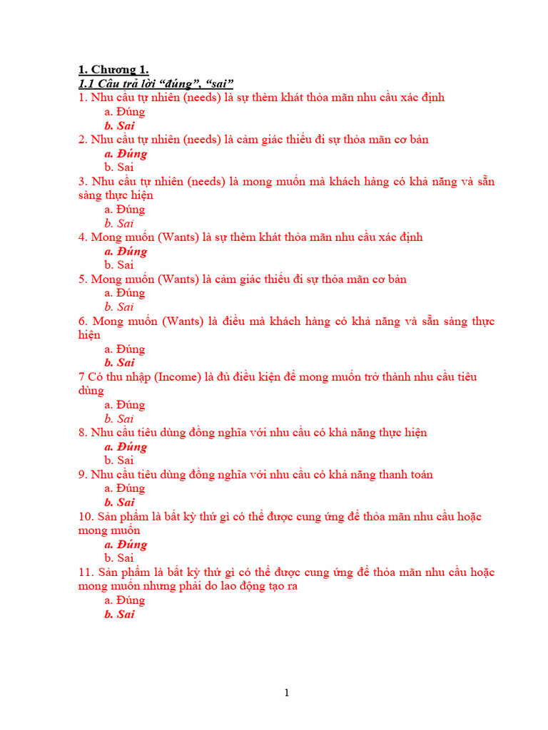 Cau Hoi TN Marketing 3 TC | PDF