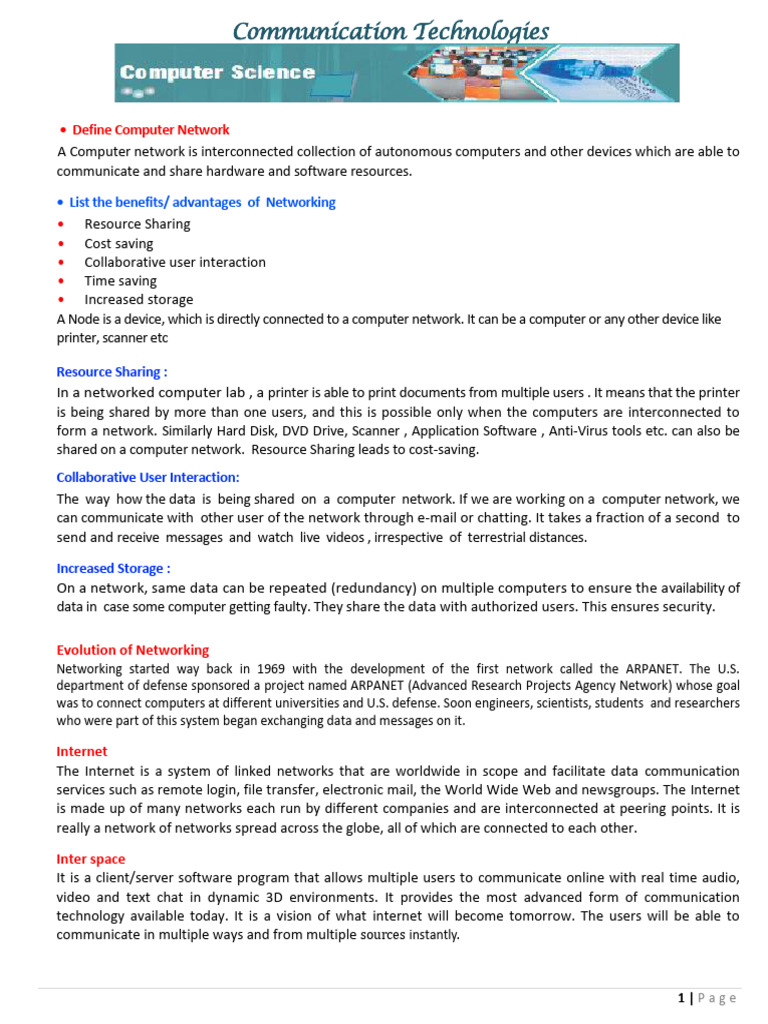 Compter Networking Notes | PDF | Network Topology | Computer Network