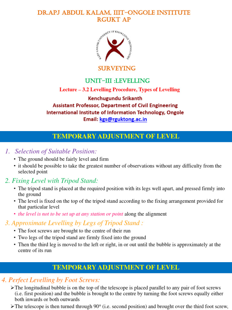 Surveying Levelling Procedure | PDF | Equipment | Metrology