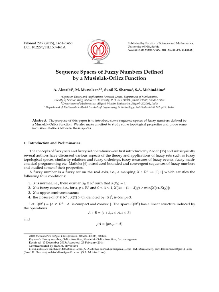 Filomat | PDF | Sequence | Teaching Mathematics