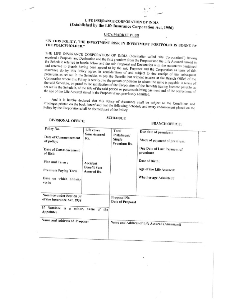 LIC S Market Plus | PDF