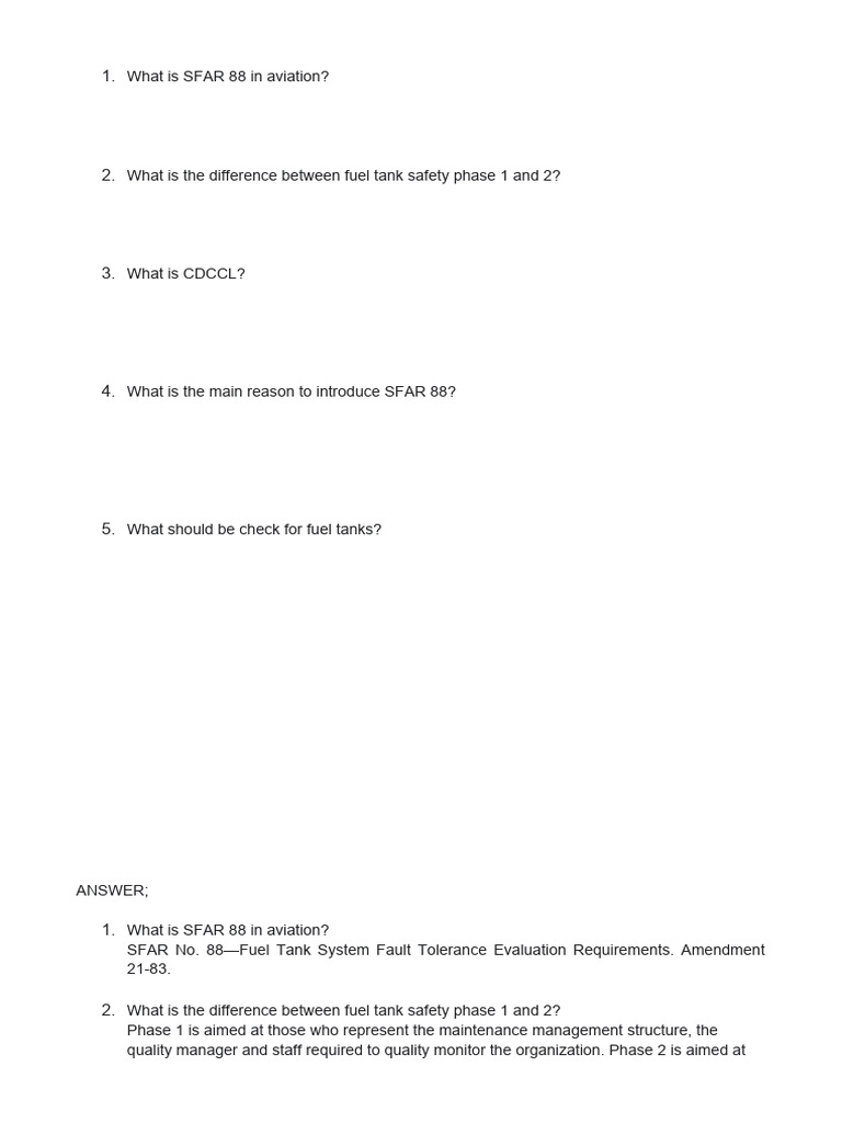 SFAR 88 and Fuel Tank Safety Explained | PDF