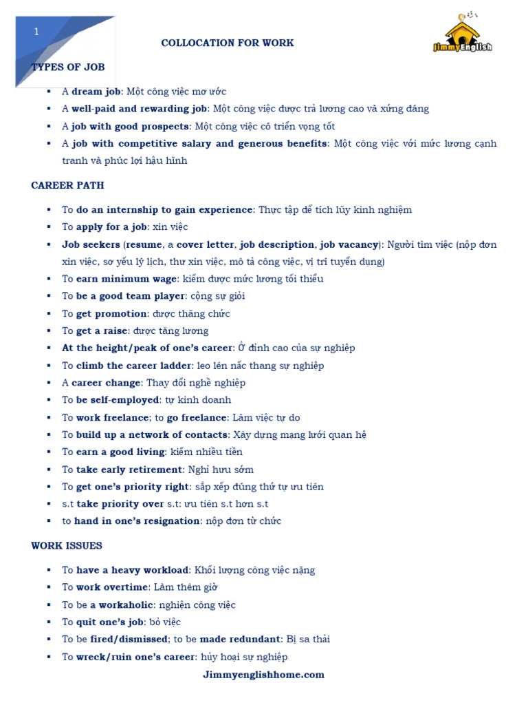 Collocation For Work | PDF