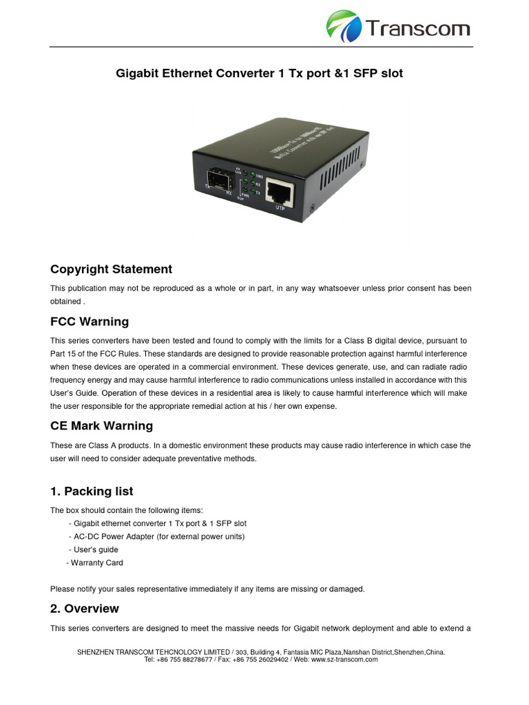 Datasheet_MediaConverter | PDF | Data Transmission | Telecommunications Standards