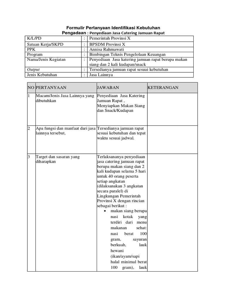 Lampiran 3 - Form Identifikasi Kebutuhan | PDF