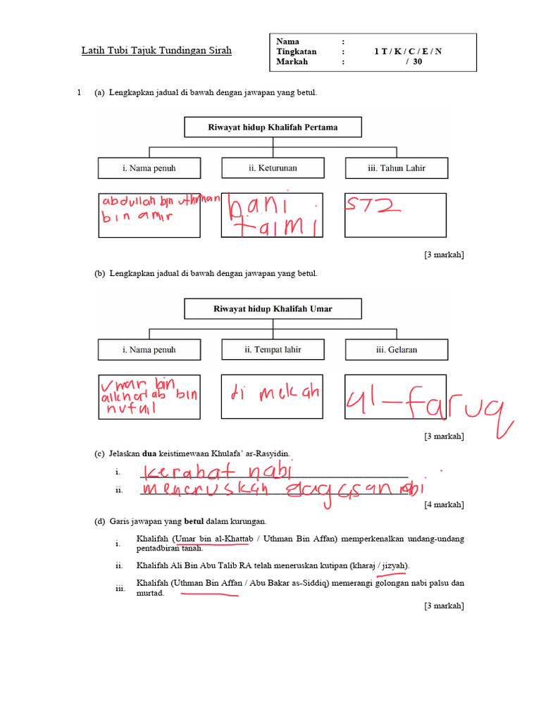 Latih Tubi Bidang Sirah PPP2 | PDF