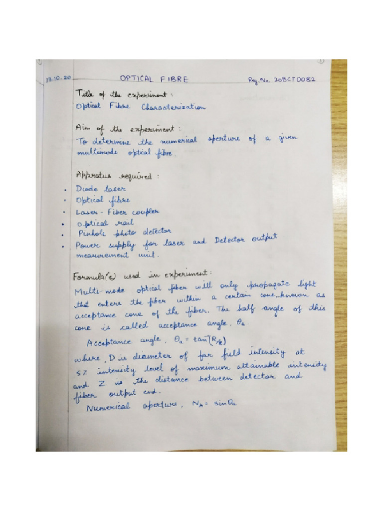 Exp02 Numerical Apperture of OF | PDF