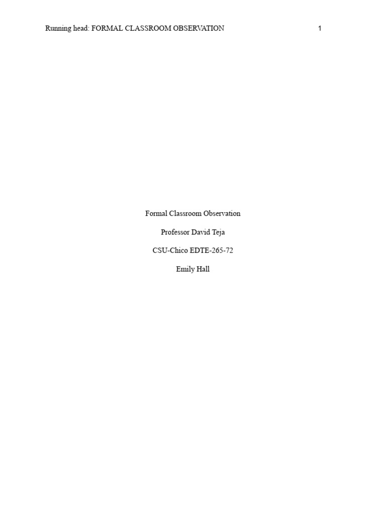 Formal Classroom Observation | Download Free PDF | Teachers | Classroom