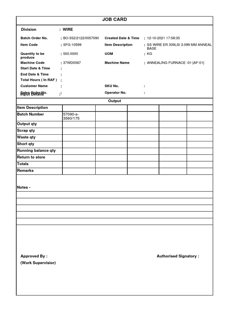 Batch Card Report | PDF