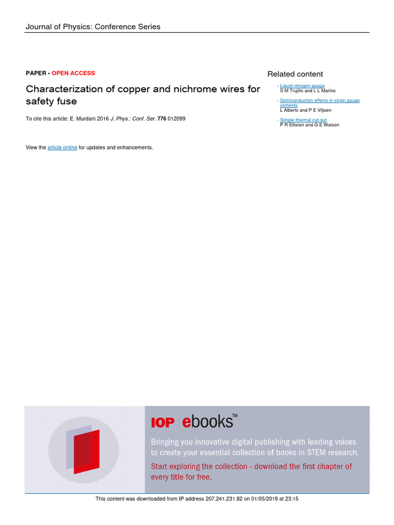 Nichrome Wire Characterization for Fuses | PDF | Fuse (Electrical ...