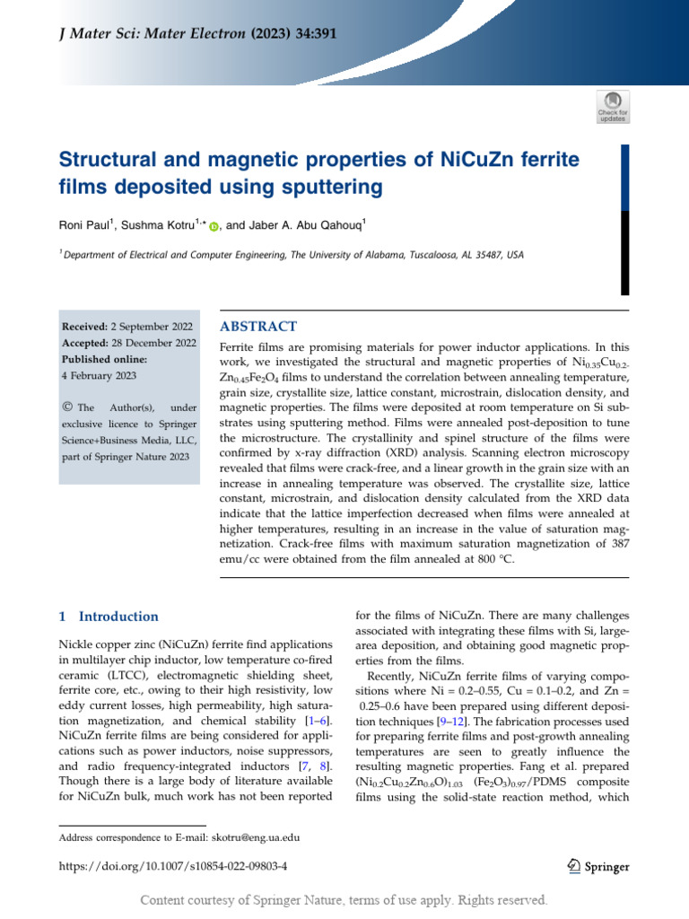 Structural and Magnetic Properties of NiCuZn Ferri | PDF | Crystallite ...