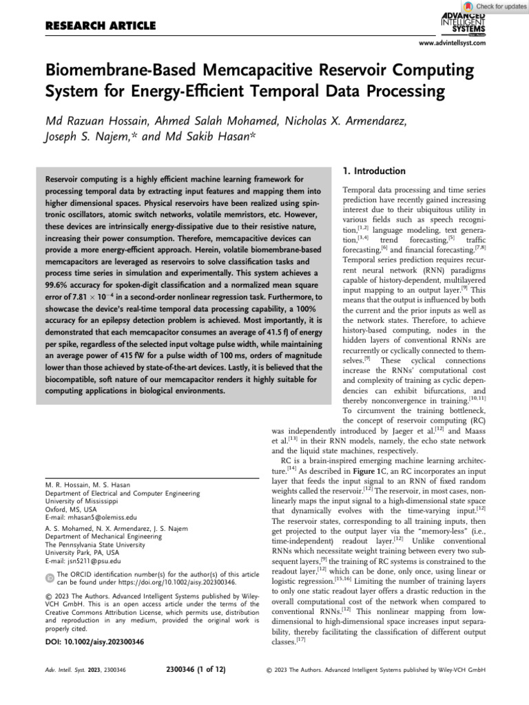 Advanced Intelligent Systems - 2023 - Hossain - Biomembrane Based ...