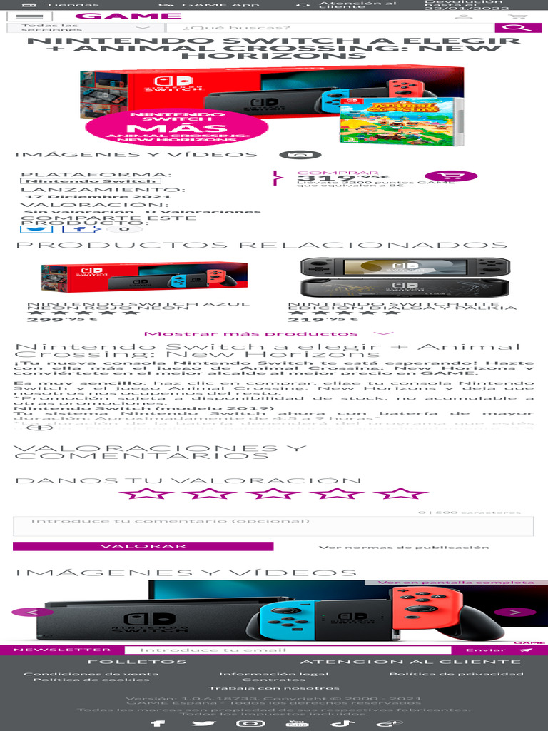 Nintendo Switch A Elegir + Animal Crossing New Horizons. NINTENDO ...